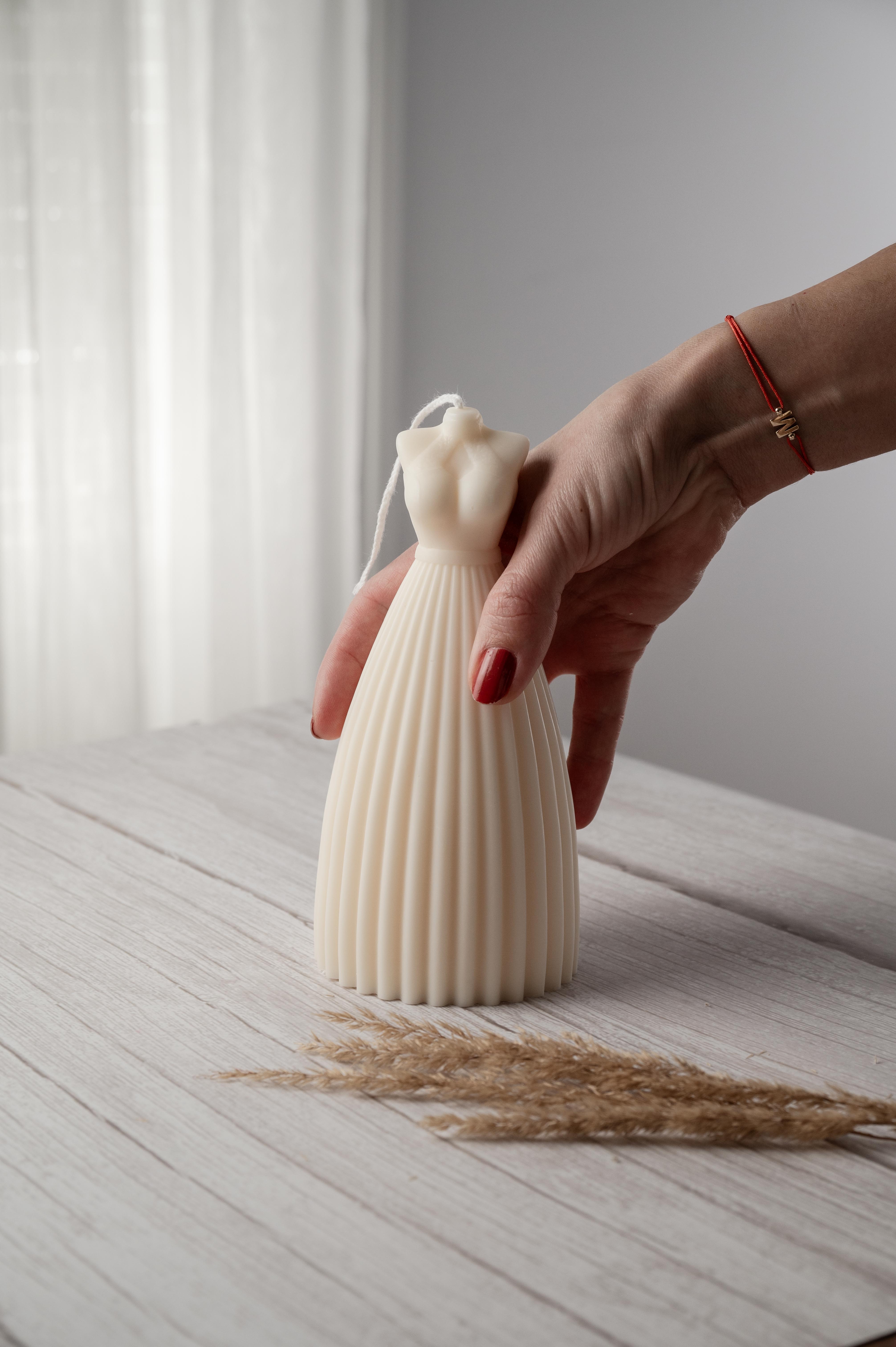 Girl's Wedding Dress Candle | Sculptural Soy Wax Candle | Allure CA